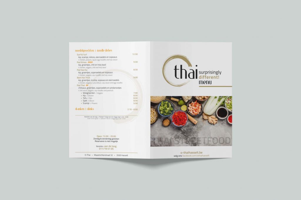 O-Thai menukaart front | Future Graphics - Grafisch ontwerp Hasselt